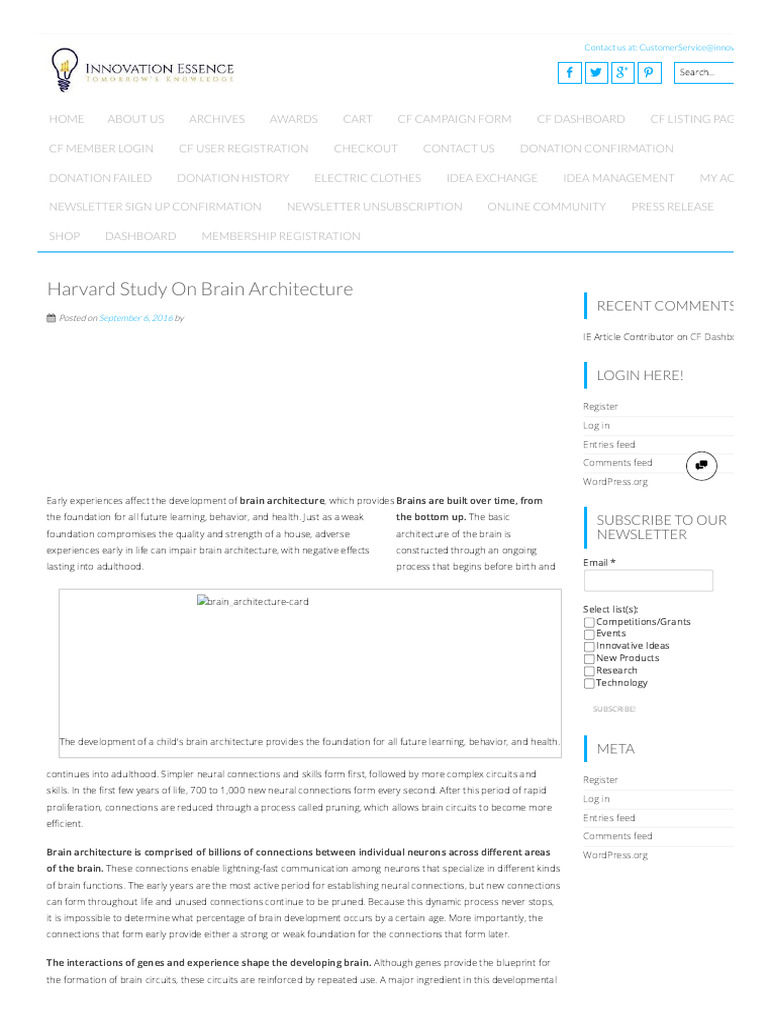Harvard Study On Brain Architecture - Innovation Essence | PDF | Brain ...