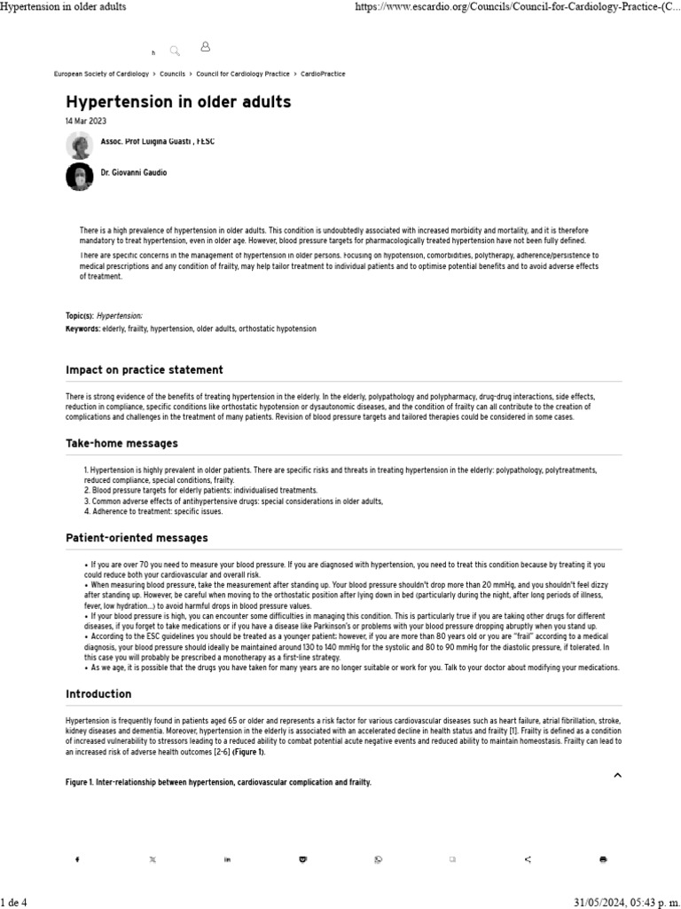 Hypertension in Older Adults | PDF | Blood Pressure | Hypertension