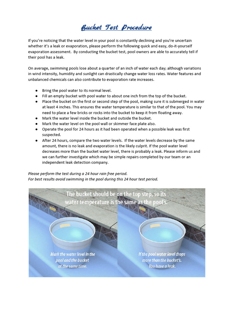 Bucket Test Procedure Guide | PDF