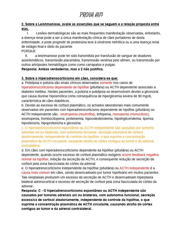 Prova Av3 (3) - Cópia - Cópia | PDF | Glândula suprarrenal | Cortisol