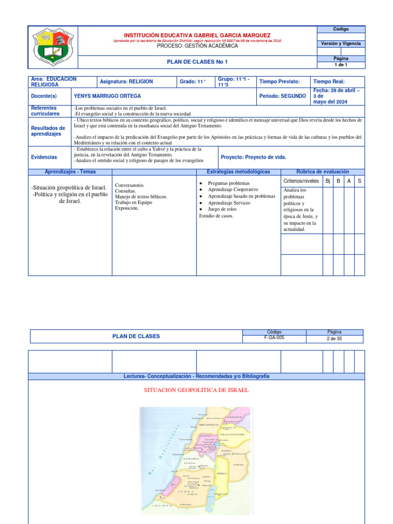 Guia o Plan de Clases No 1, 2.3.4. y 5. Grado 11 Segundo Periodo Gabo ...