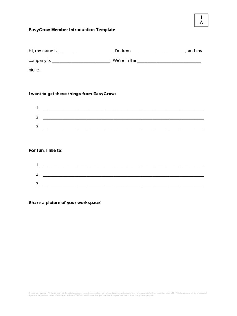 1.5 EasyGrow Member Introduction Template | PDF | Career & Growth
