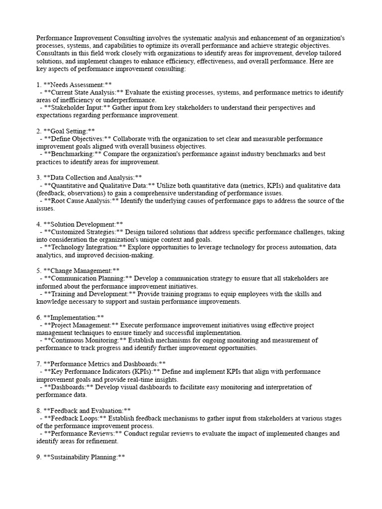 Performance Improvement Consulting Guide | PDF | Performance Indicator ...