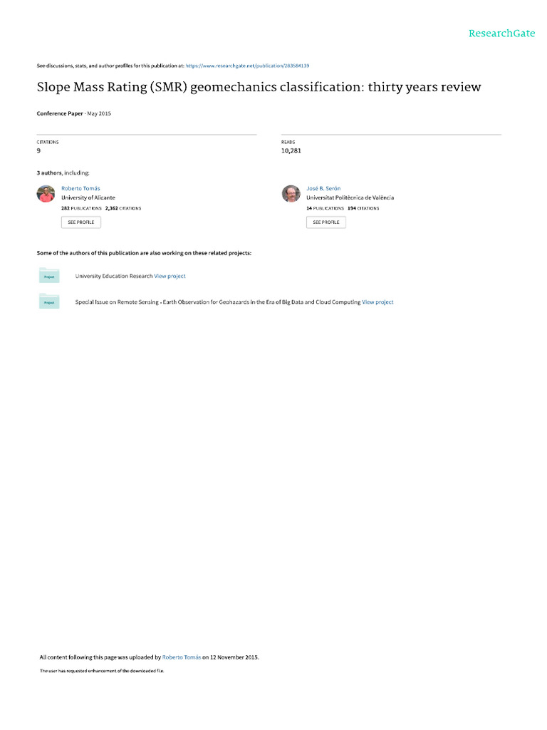 Slope Mass Rating | PDF
