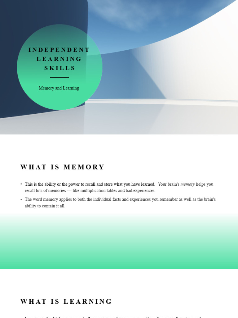 Memory And Learning Pdf Memory Learning