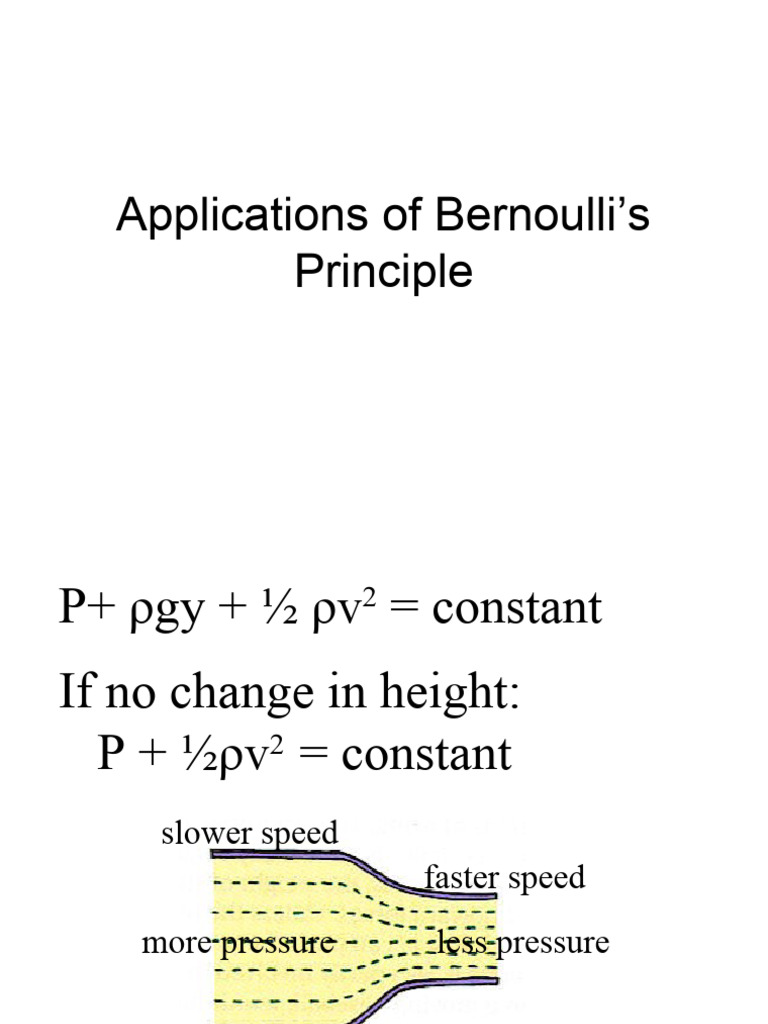 Applications Of Bernoulli Principle Pdf Science And Mathematics