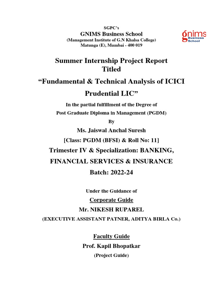 Insurance Sector - Anchal Jaiswal - 11 (Bfsi) | PDF | Technical Analysis | Investing