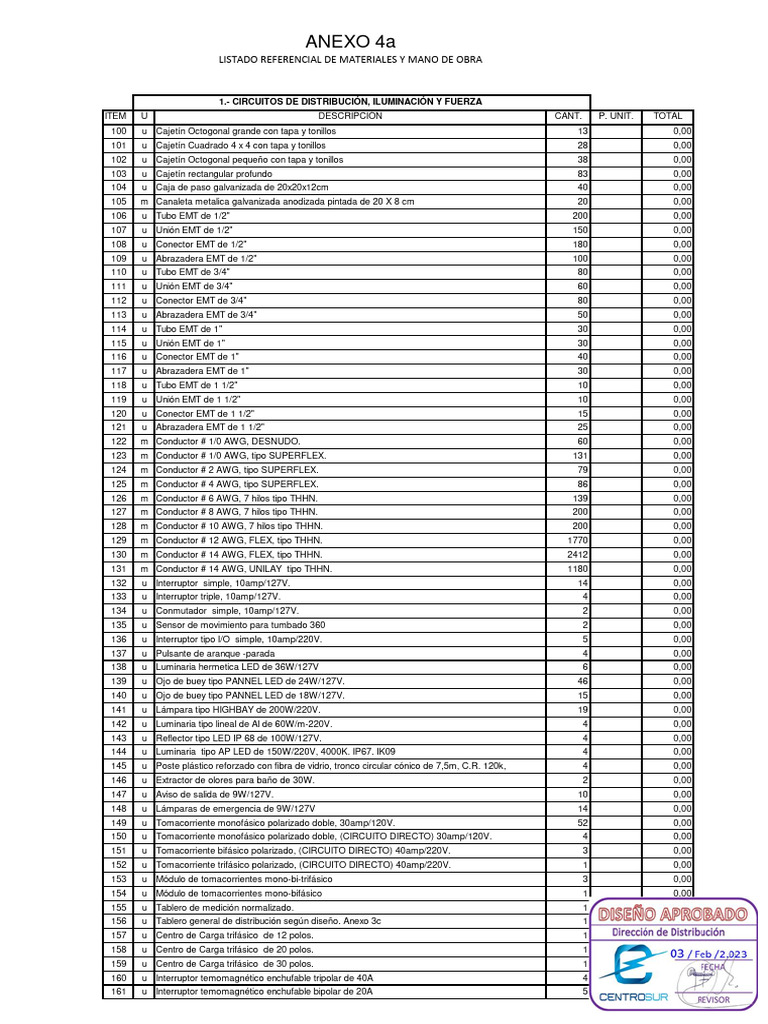 Anexo 4a Listado Materiales y Mano de Obra - Image.marked | PDF | Tubería (transporte de fluidos ...