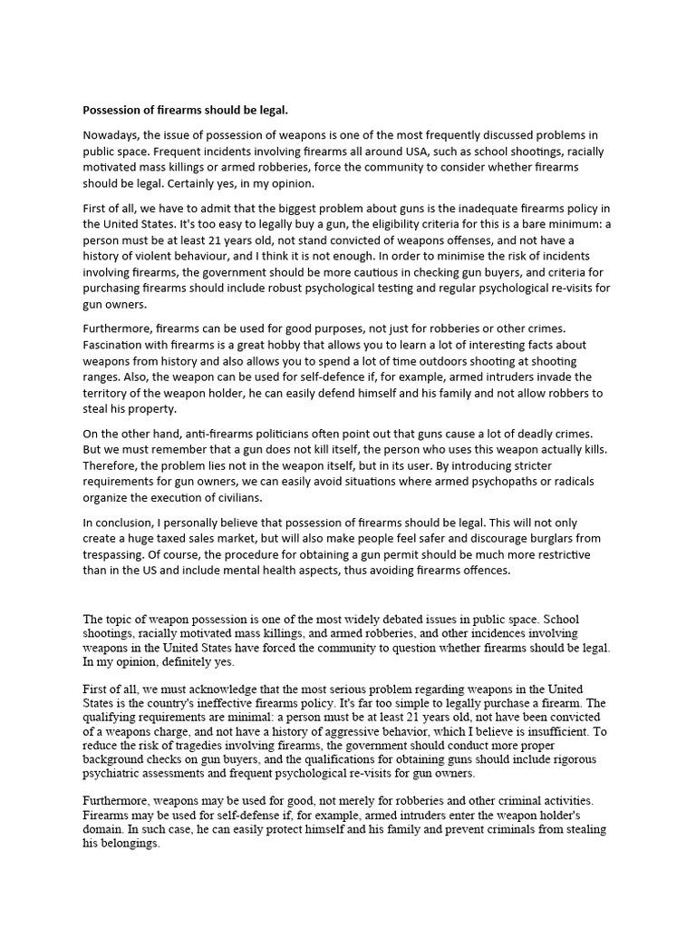 Possession of Firearms - Essej | PDF | Gun Control | Crimes