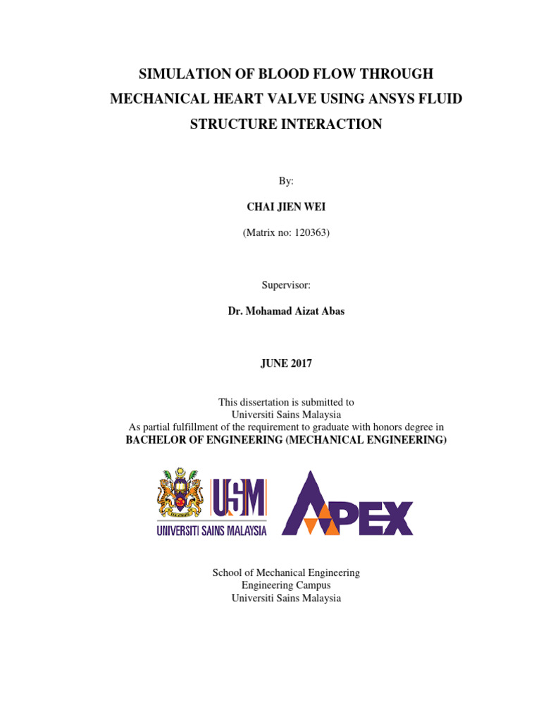 Simulation of Blood Flow Through Mechanical Heart Valve Using Ansys Fluid Structure Interaction ...
