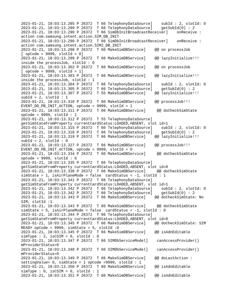 SIM Database Initialization Logs | PDF | Finance & Money Management ...