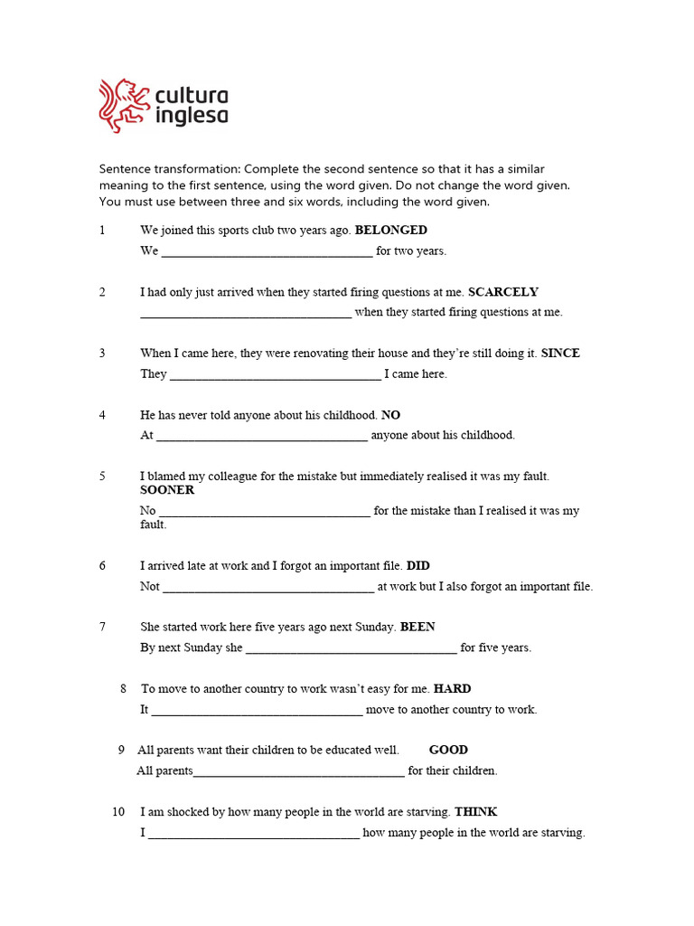 For CAE Exam - Sentence Transformation | PDF