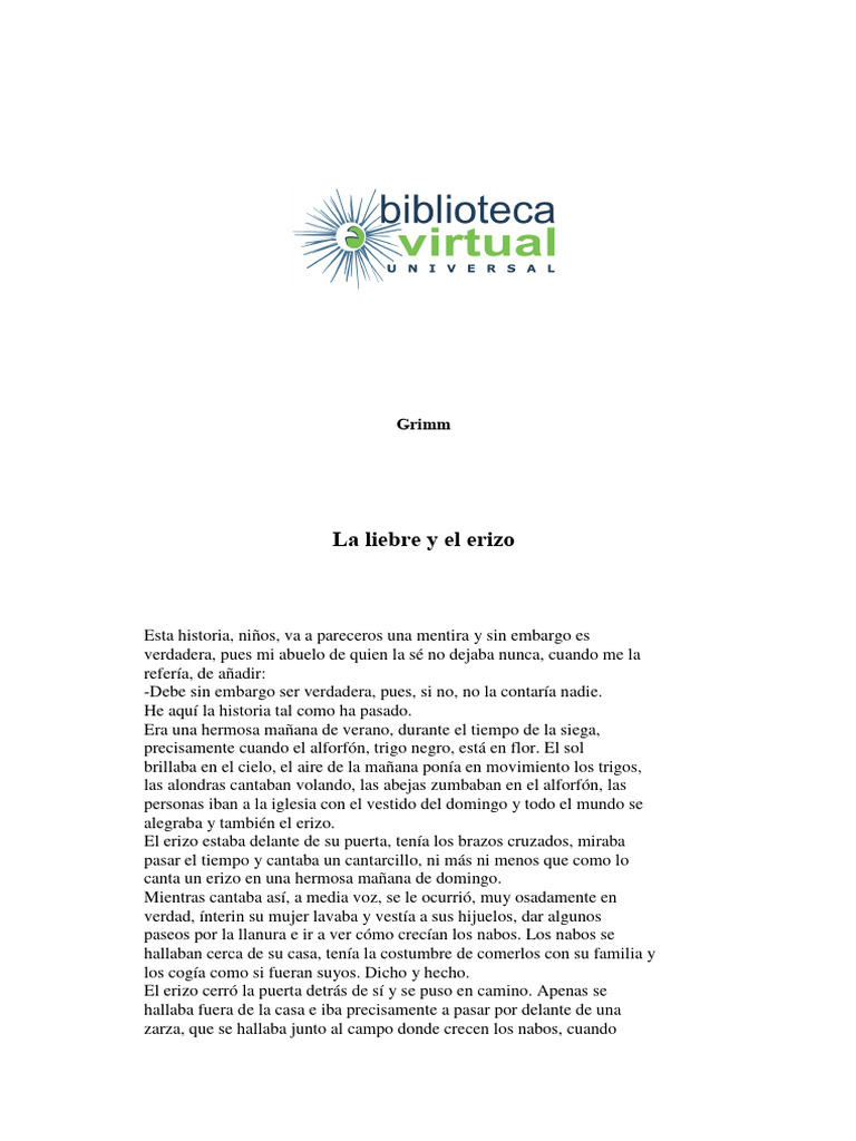 La Liebre y El Erizo | PDF