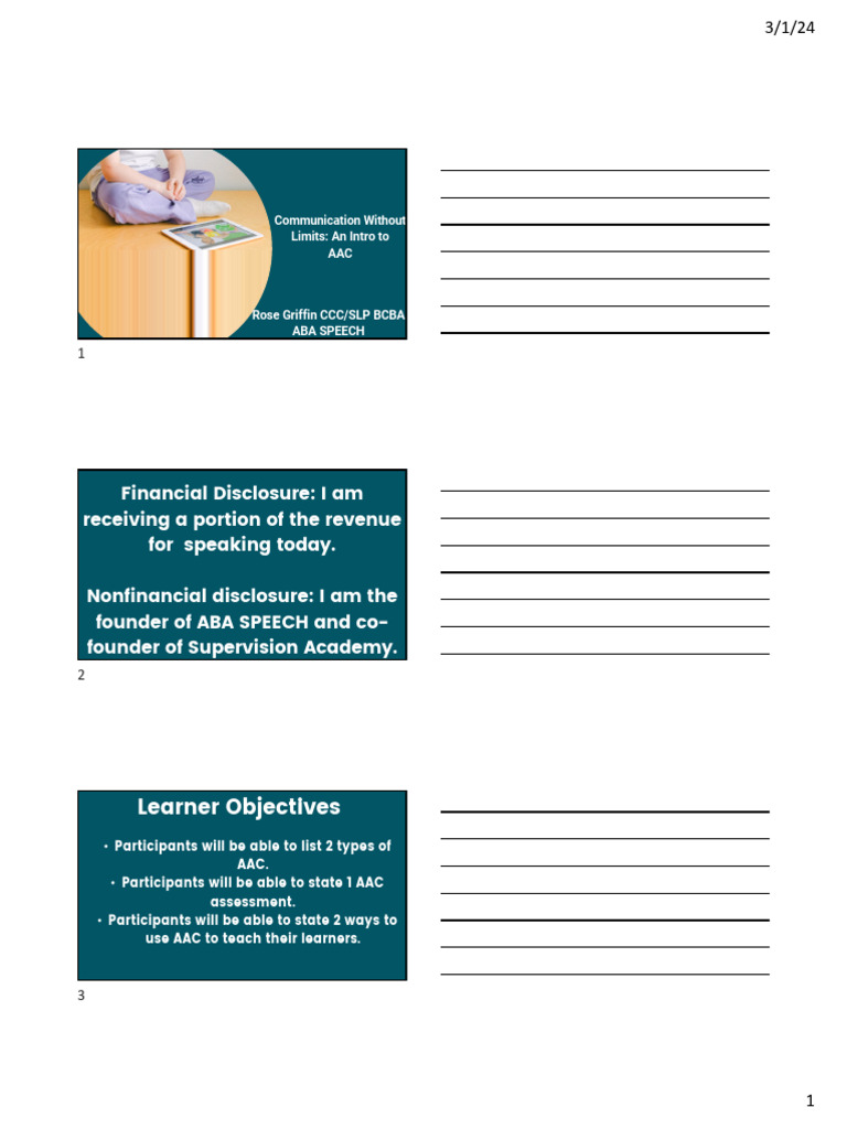Intro To AAC Handouts | PDF | Communication | Human Communication