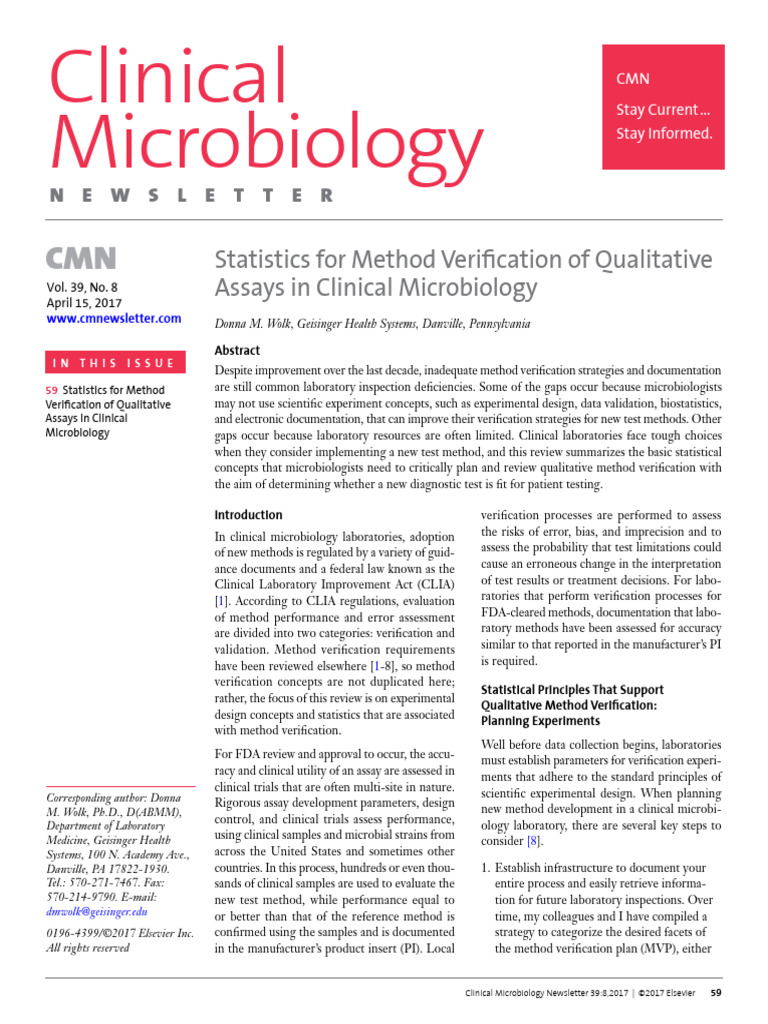 Statistcs For Method Validation of Qualitative Assays in Clincal ...