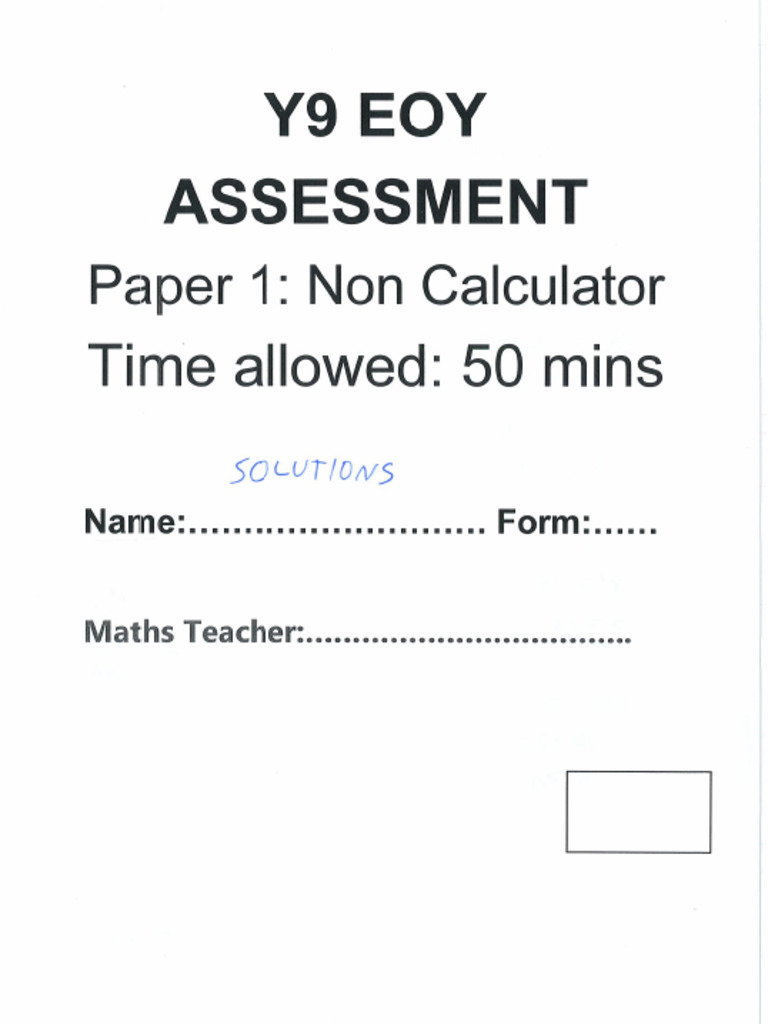 Non Calculator Year 9 Eoy | PDF