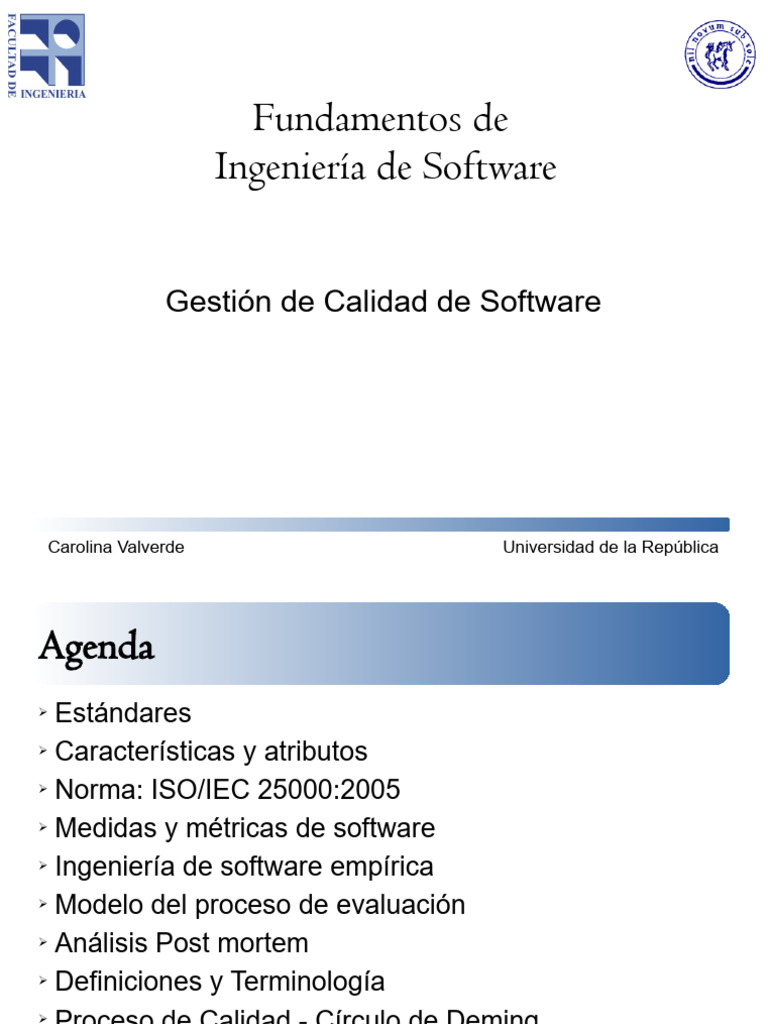 FIS - Teórico8-Gestión de Calidad de Software - v1 | PDF | Software | Calidad (comercial)