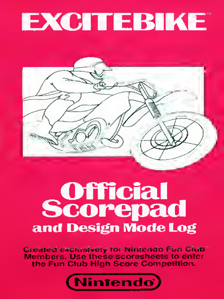 Excitebike (Official Scorepad and Design Mode Log - 1987) | PDF