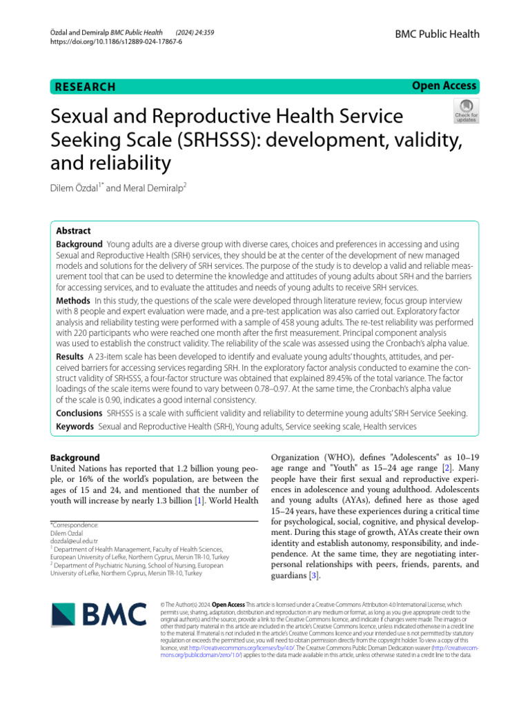 Sexual and Reproductive Health Service | PDF | Adolescence | Sexually ...
