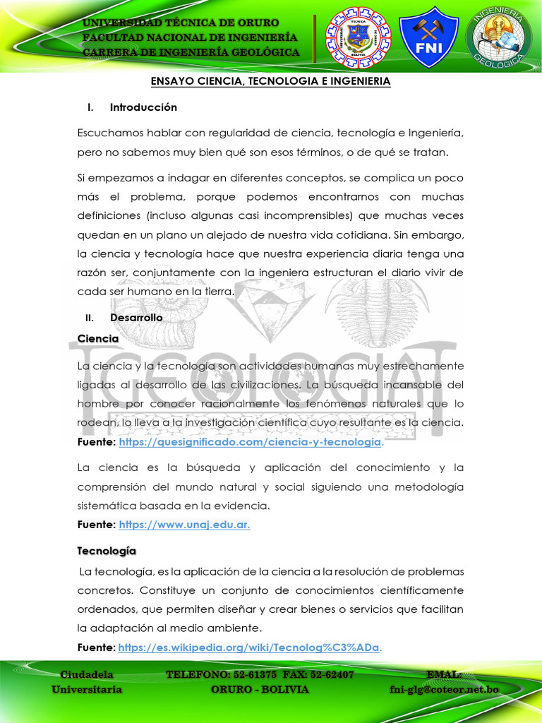 Ensayo Ciencia y Tecnologia e Ingenieria | PDF | Ingeniería | Science