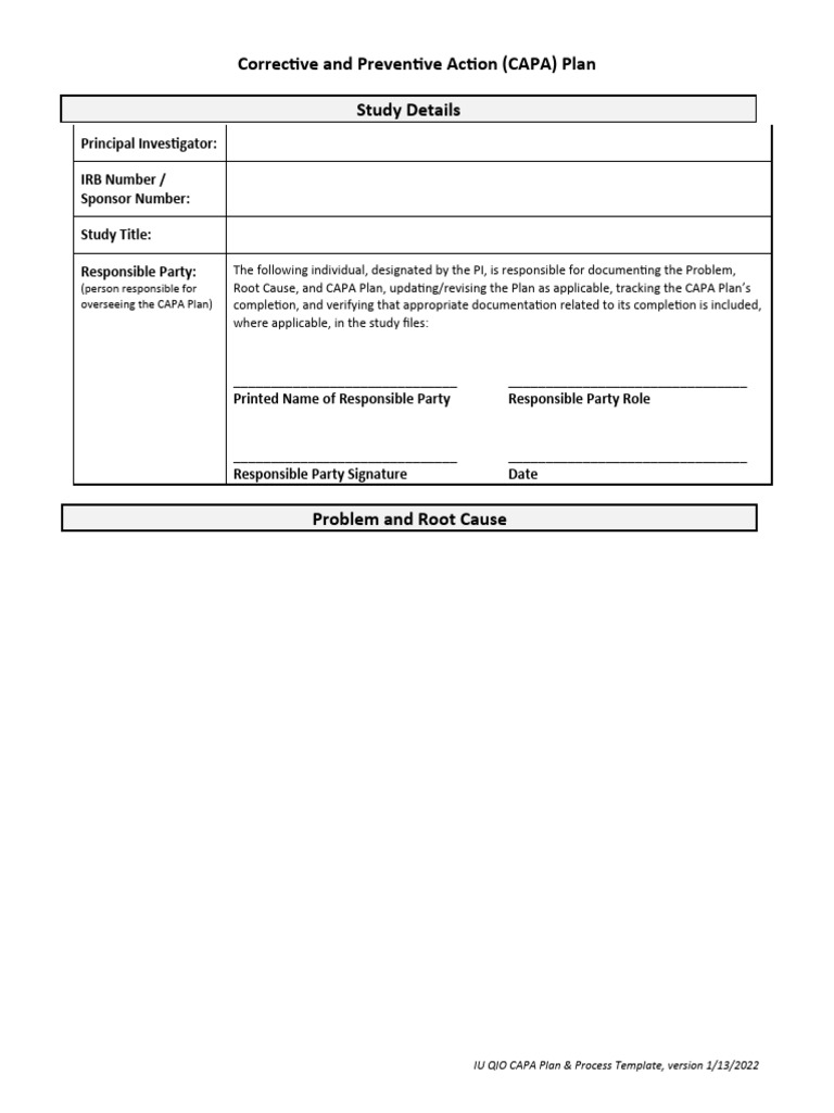 Capa Plan Template | PDF