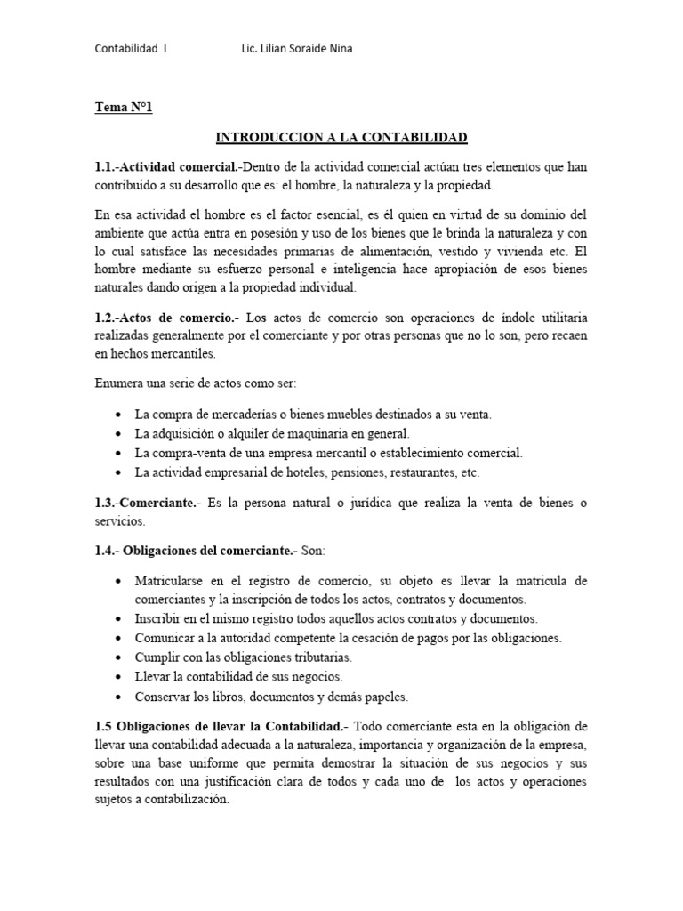 Tema N°1 Introducción | PDF | Contabilidad | Business