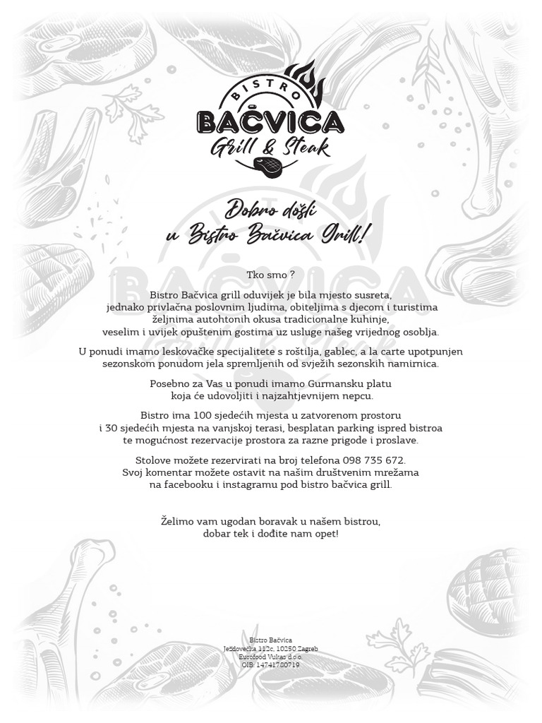 Bacvica - Jelovnik CB 2023 1 | PDF