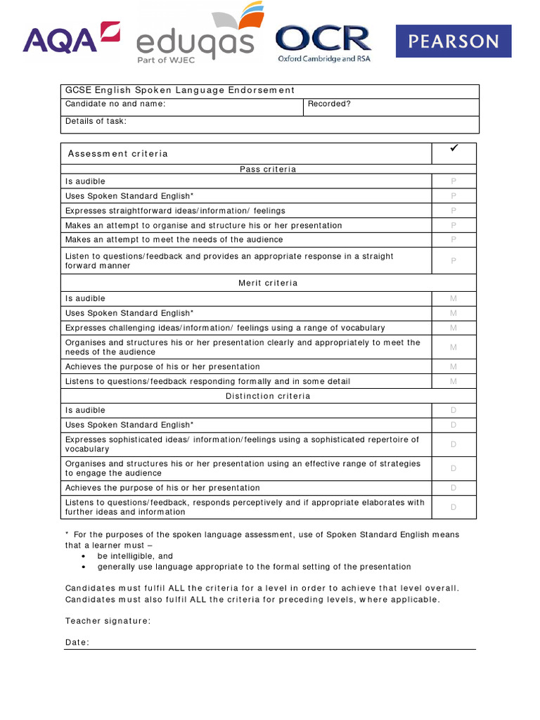 Aqa 8700 Sl Endorsement Form | Download Free PDF | English Language ...