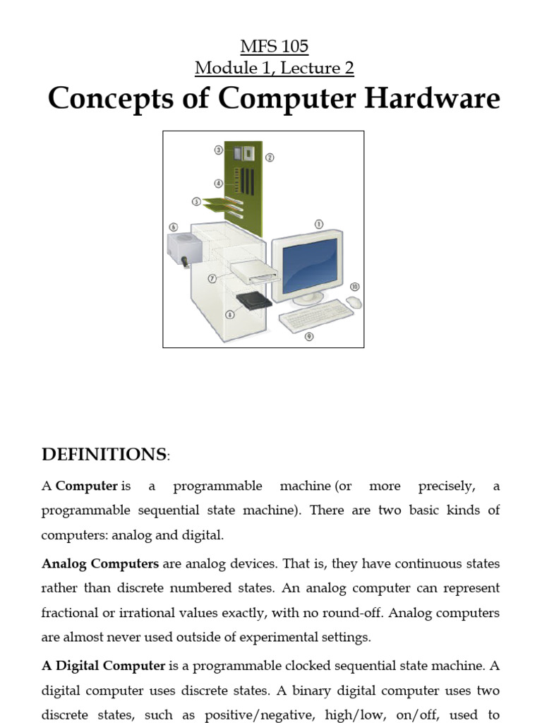 2.basics of Computer Hardware-Lecture 2, Module 1, MFS-105 | PDF | Computer Data Storage | Read ...