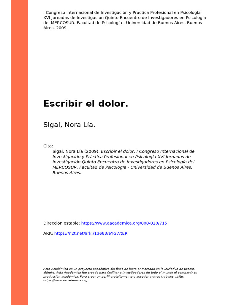 Escribir El Dolor | PDF | Escritura | Sicología