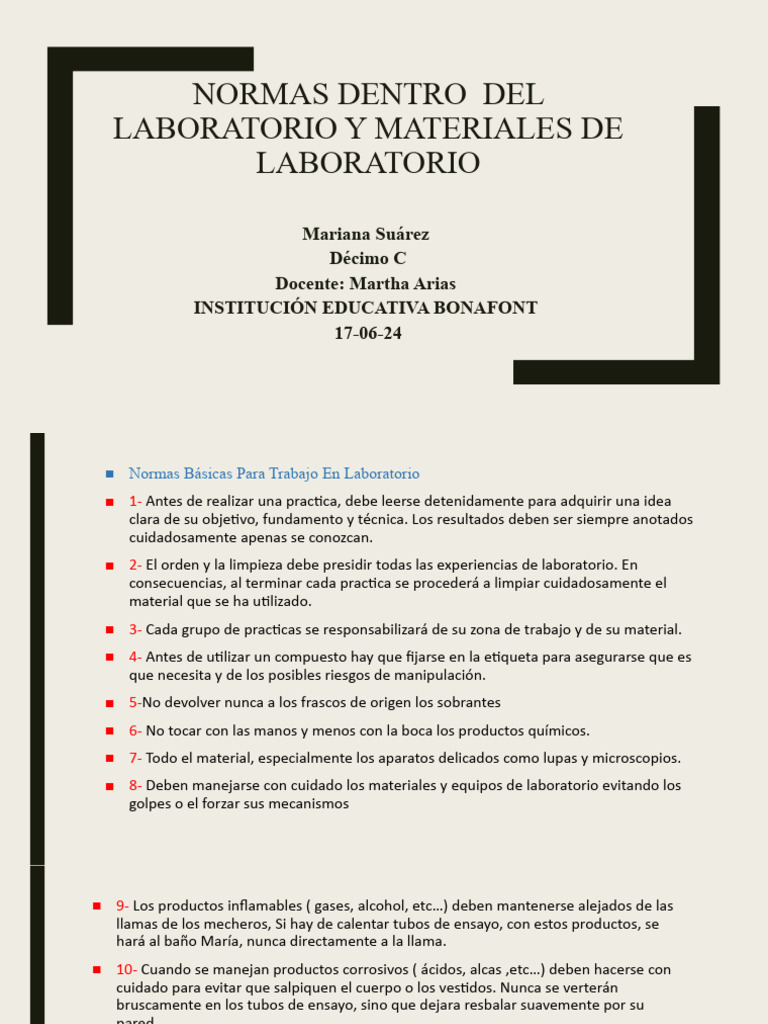 Normas de Laboratorio y Materia | PDF | Laboratorios | Líquidos