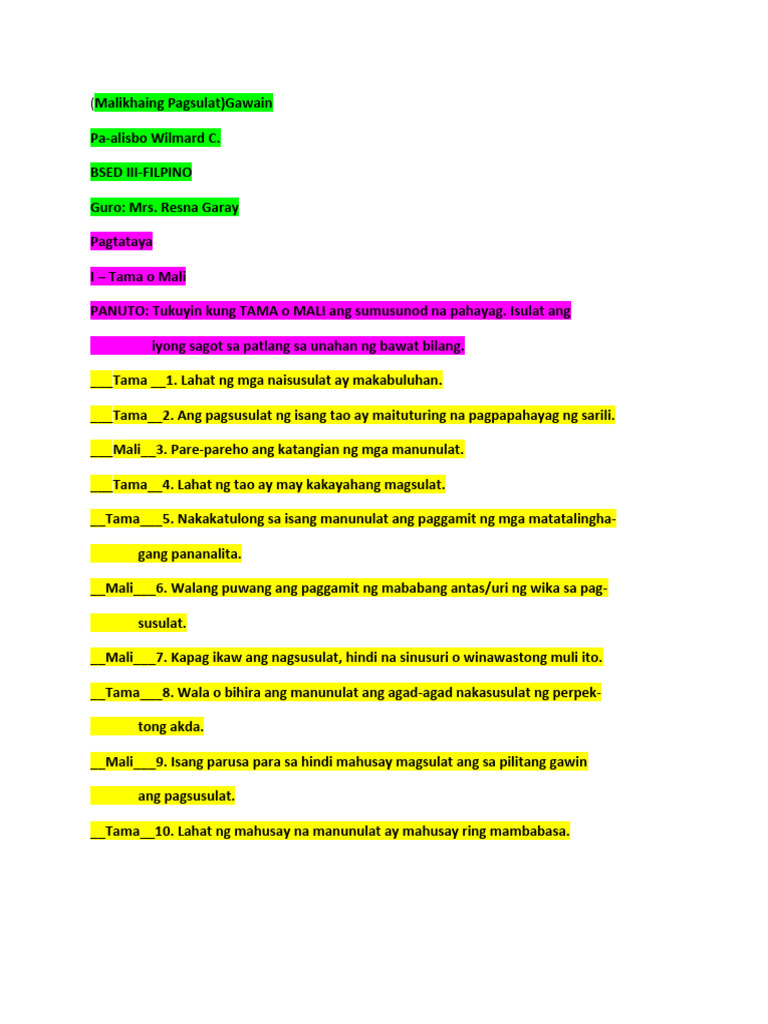 Malikhaing Pags WPS Office | PDF