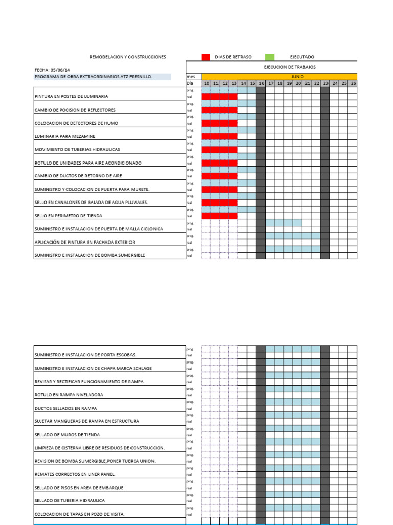 Corte de Programa de Obra | PDF | edificio | Ingeniero civil