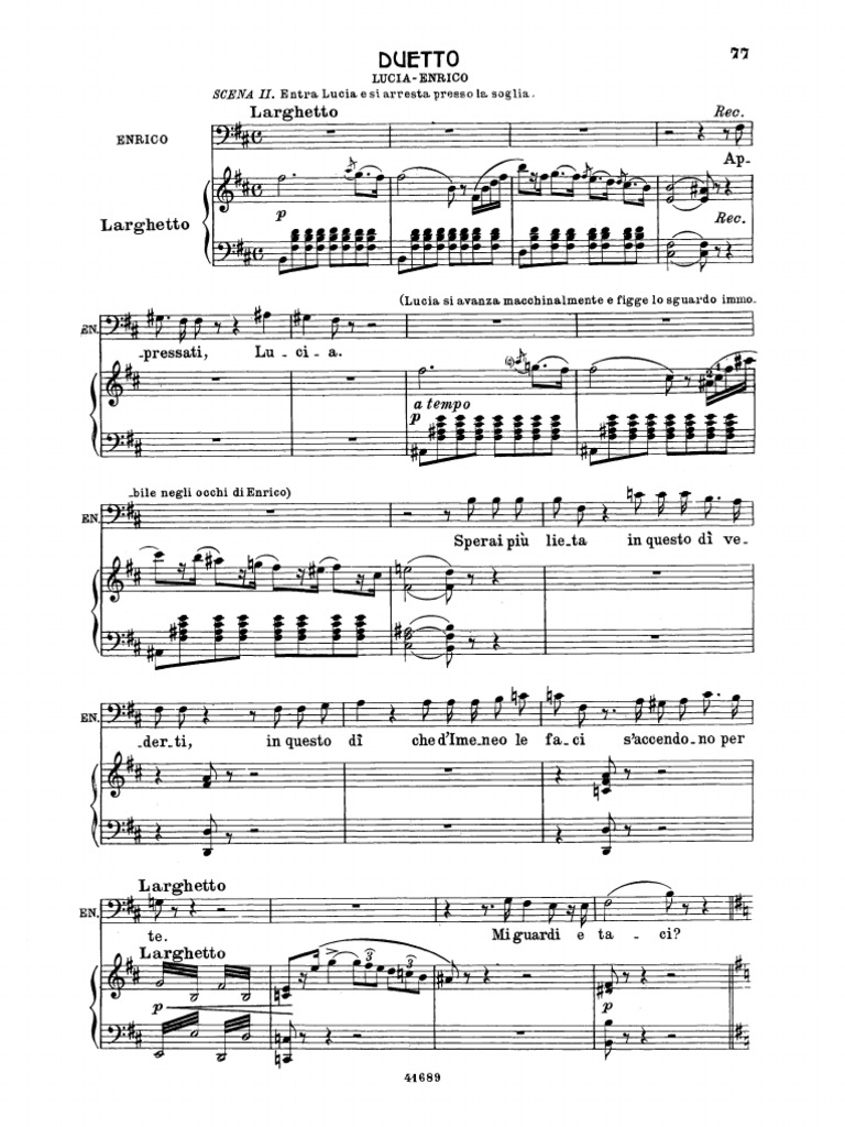 Duetto II Acto - Enrico & Lucia - Lucia Di Lamm | PDF