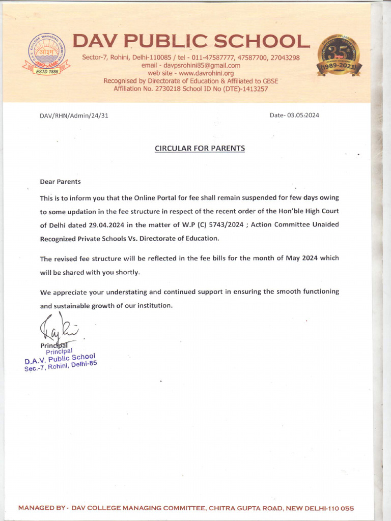 Circular For Parents DT 03.05.2024 | PDF