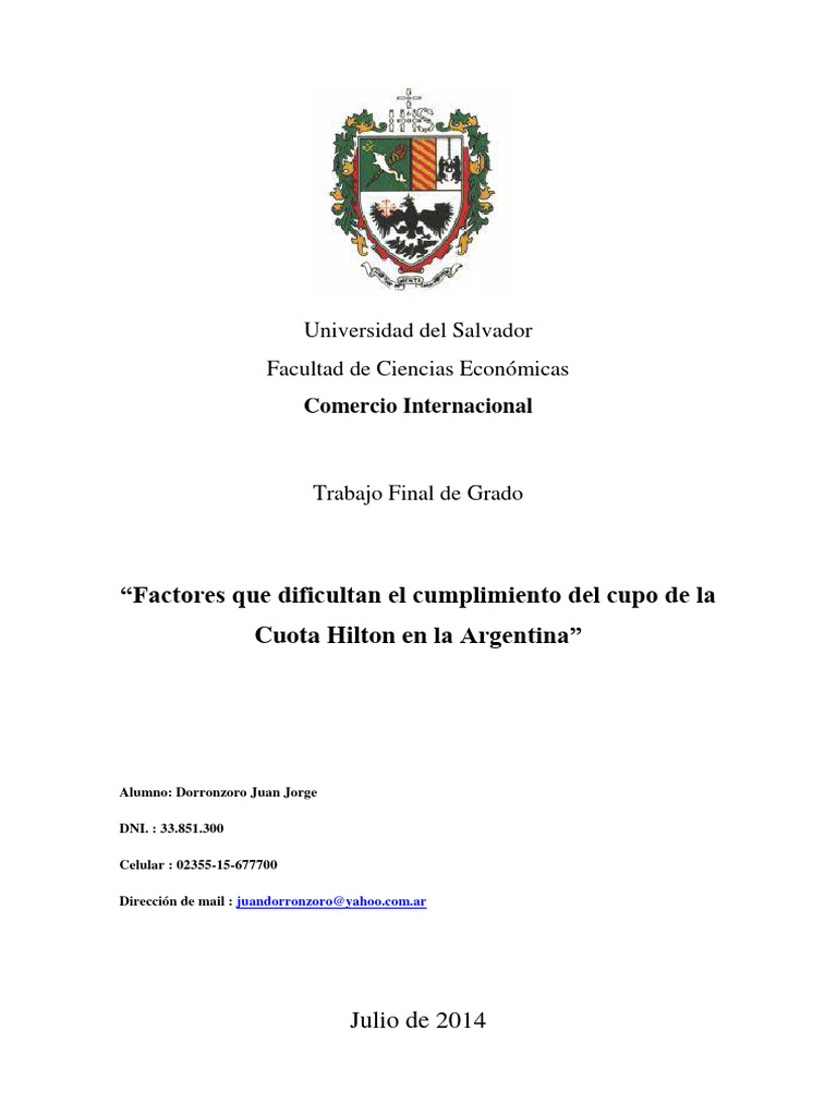 Factores que afectan la Cuota Hilton Argentina | PDF | Política Agrícola Común | Agricultura