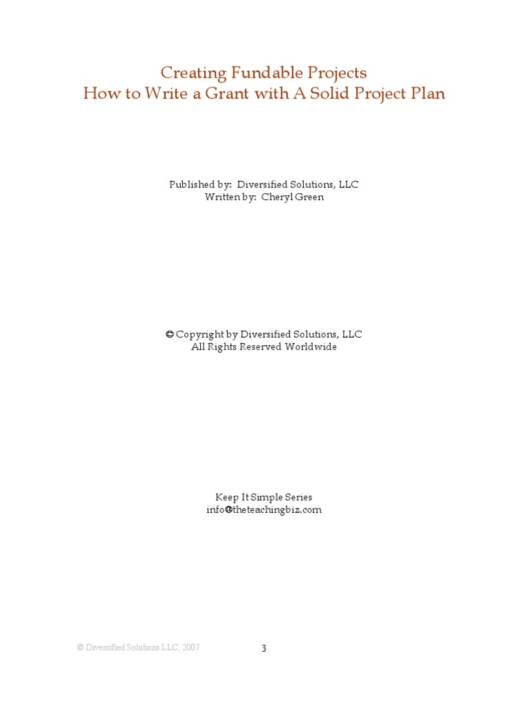 Creating Fundable Projects A Blueprint For Grant Writing | PDF ...