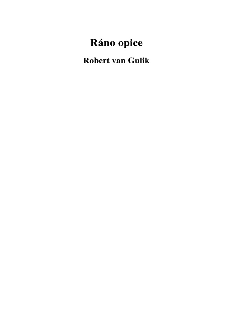 Robert Hans Van Gulik - Ráno Opice | PDF