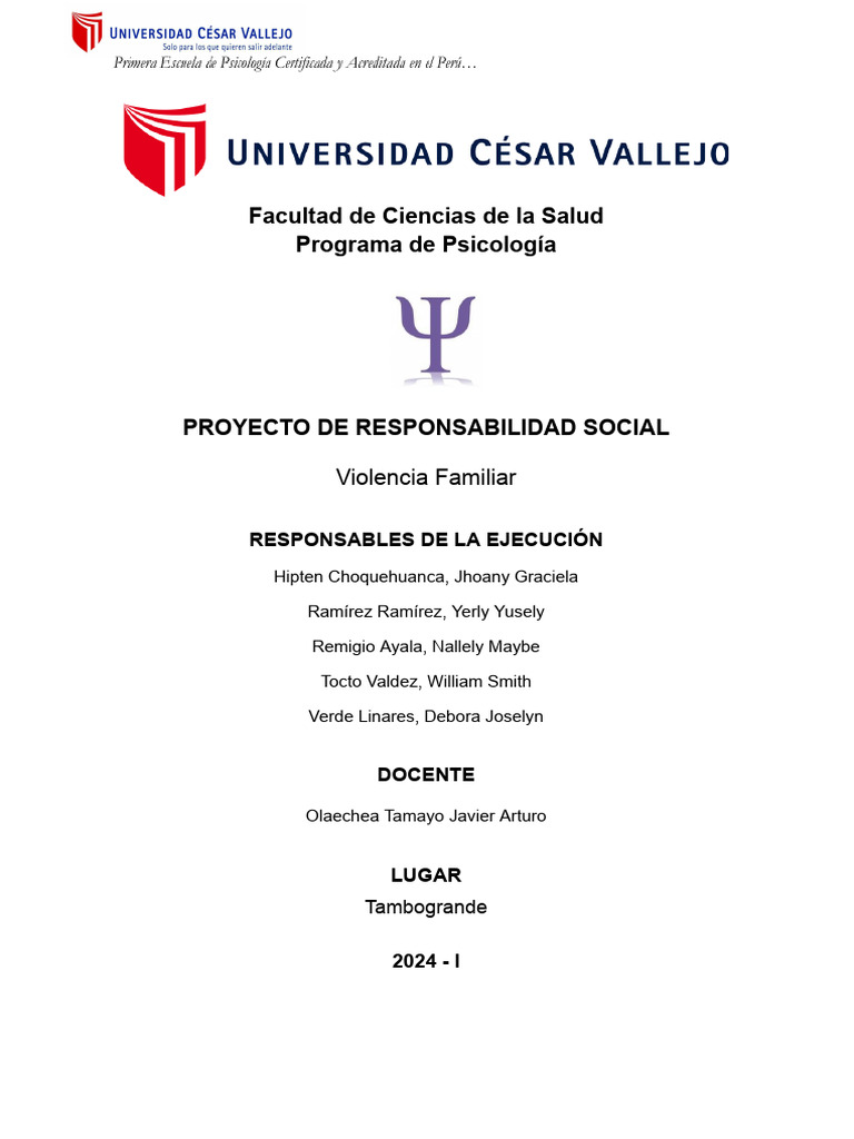 Informe Final - Intervention in Psychosocial Problems | PDF | Violencia | La violencia contra ...