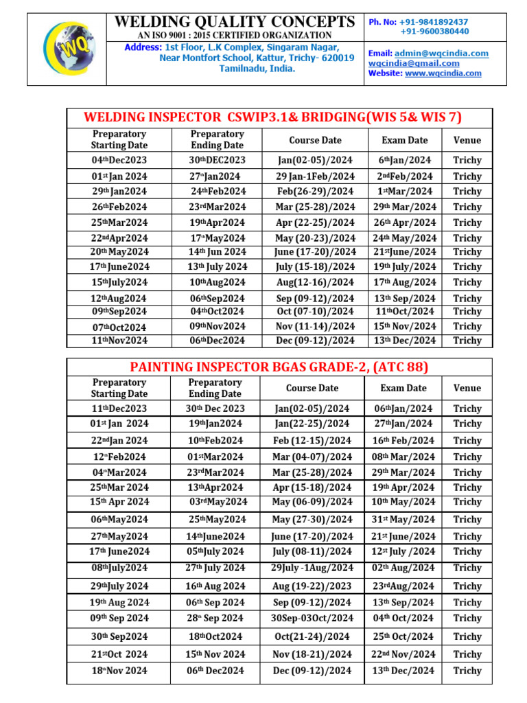 Schedule 2024 | PDF