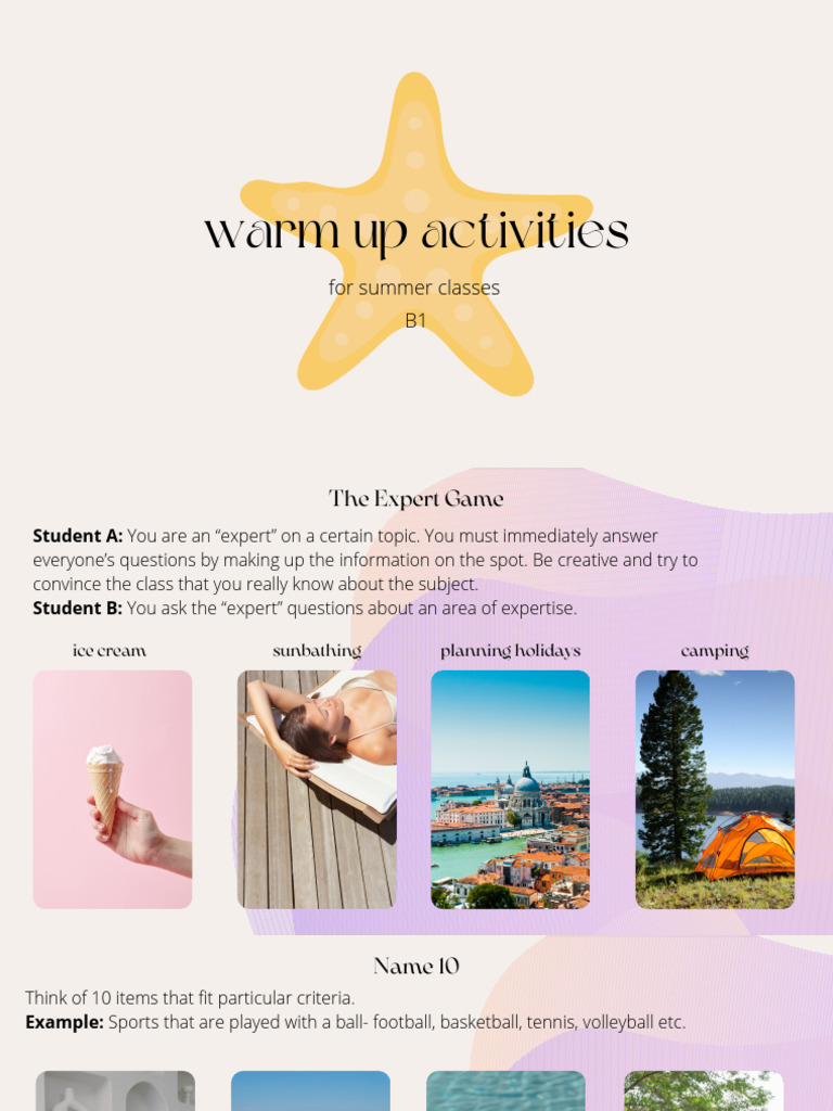 warm up activities | PDF | Expert
