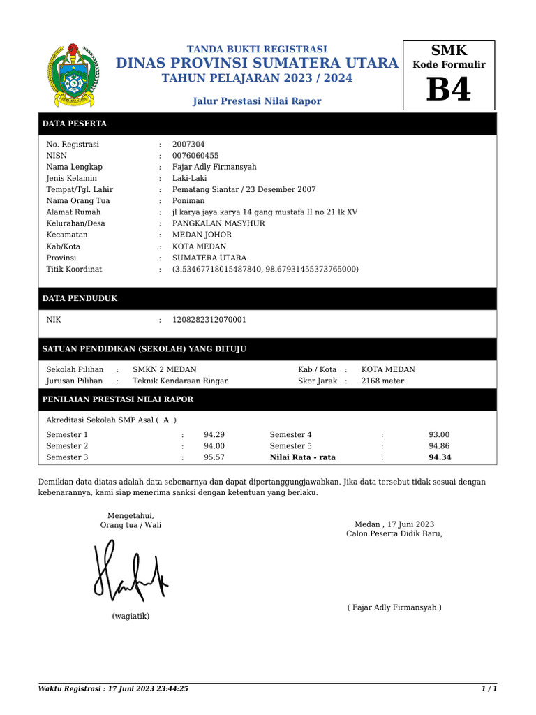 Bukti Registrasi PPDB | PDF