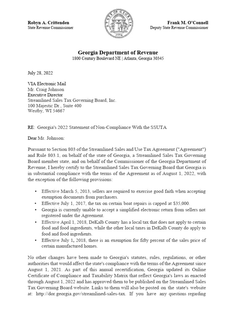 Ga Recertification Letter 2022 | PDF | Sales Tax | Use Tax