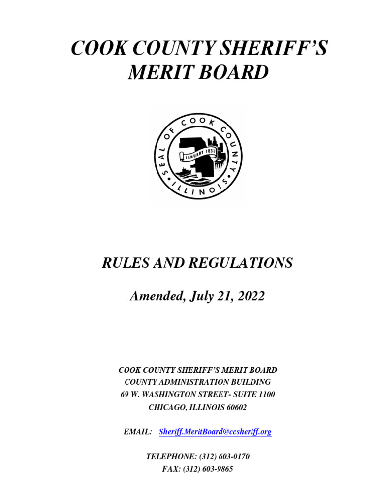 2022 07 21 Cook County Sheriffs Merit Board Rules Regulations Amended 7 ...