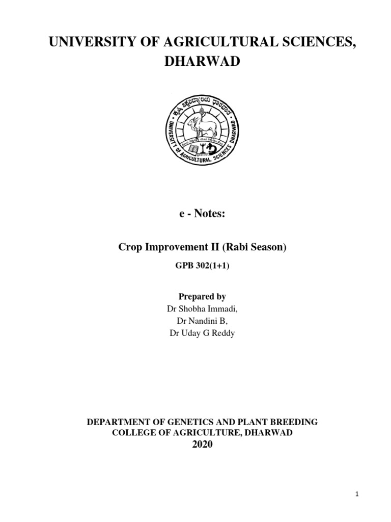GPB-302-Crop Improvement - II (Rabi Crops) | PDF | Barley | Wheat