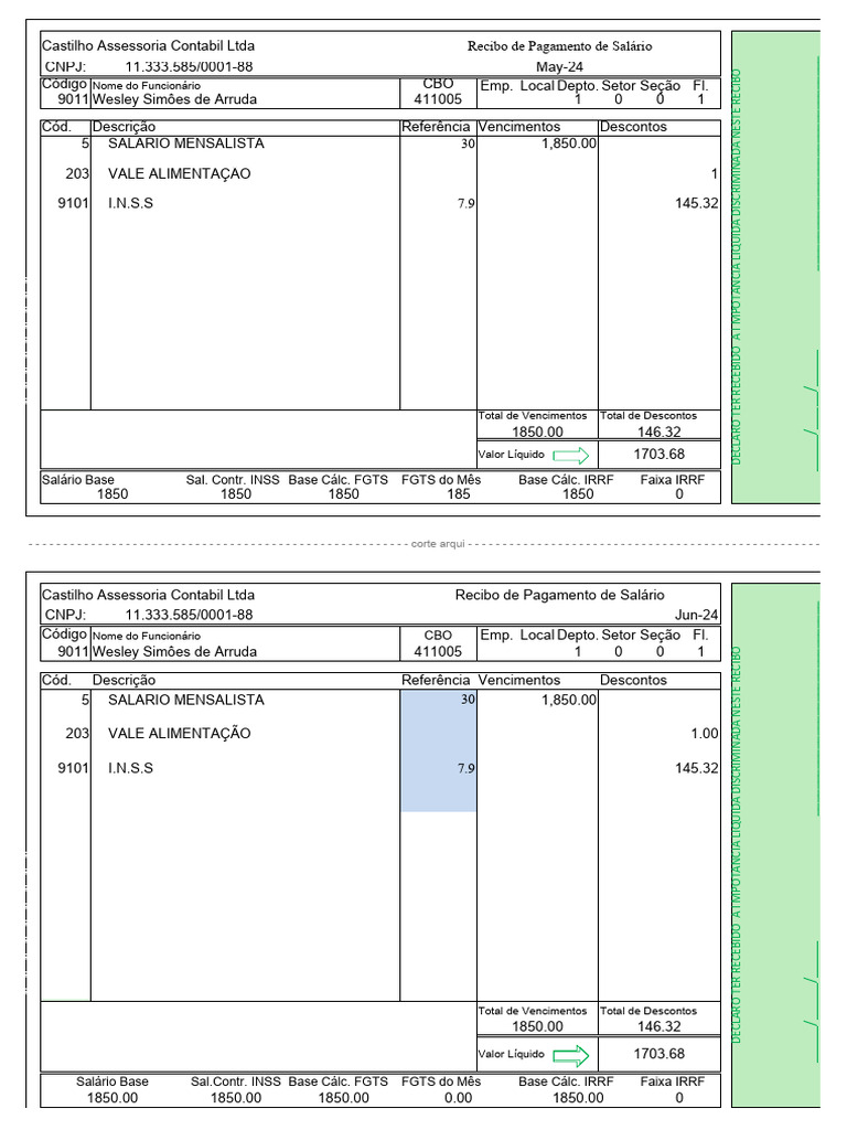 Modelo-de-Holerite-e-Recibo-Gratis | PDF