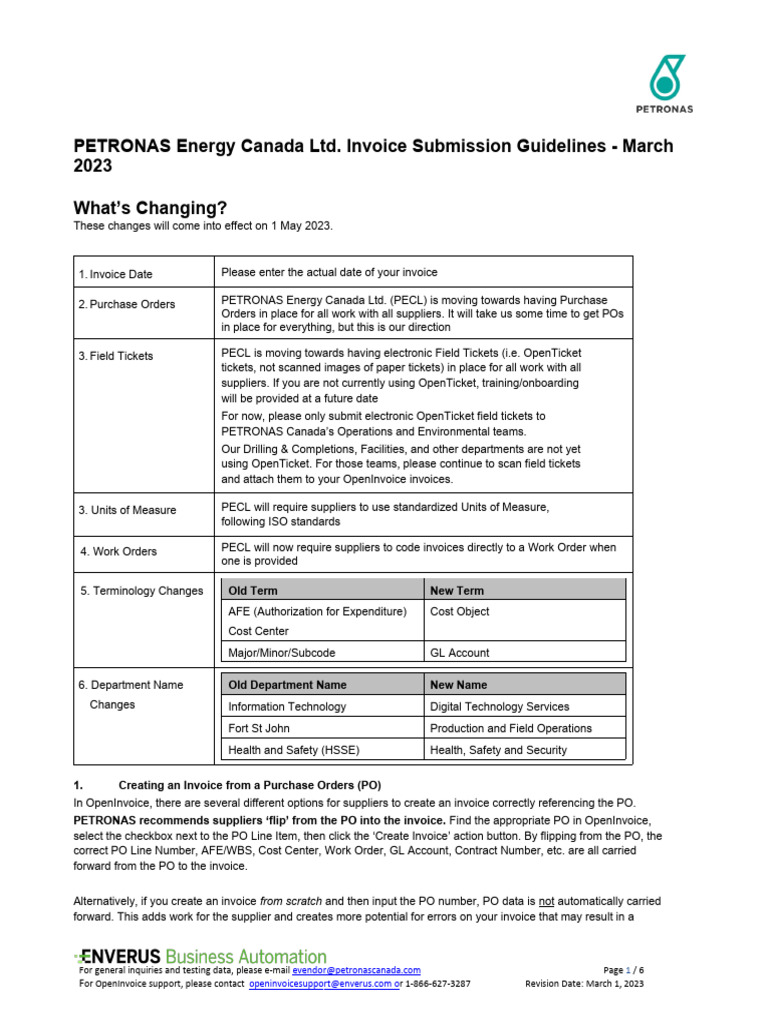 Enverus Invoice Guidelines 9 May 2023 | PDF | Invoice | Business