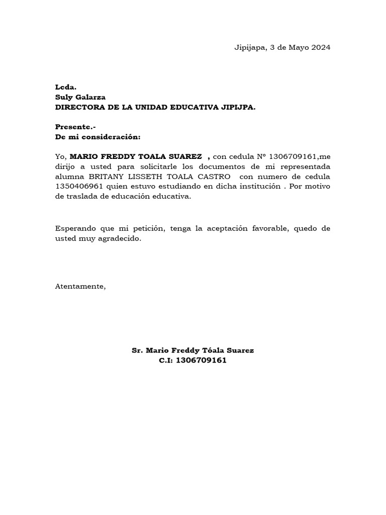 Oficio Retiro de Documentos Colegio | PDF