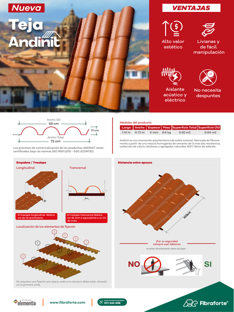 Fibraforte Teja Anidnit Ficha Tecnica 1 | PDF
