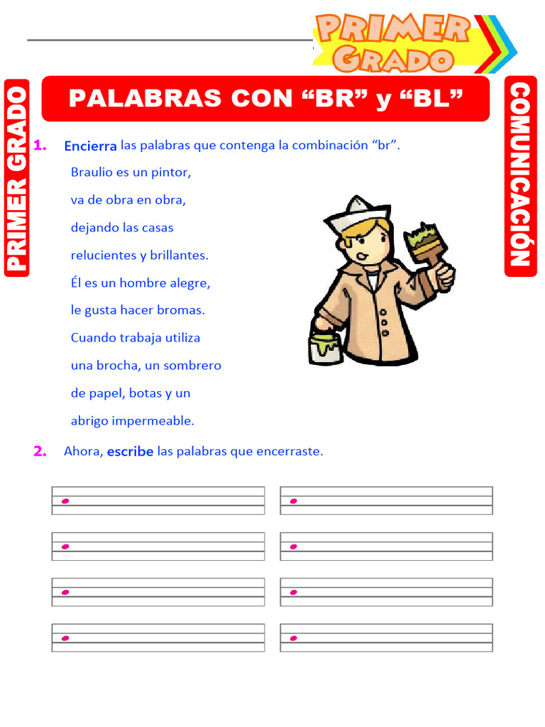 Palabras con "br" y "bl" para niños | PDF